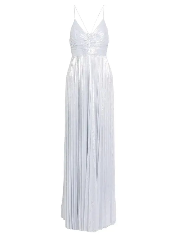 Retrofete Carolina Pleated Lamé Maxi Dress - Silver