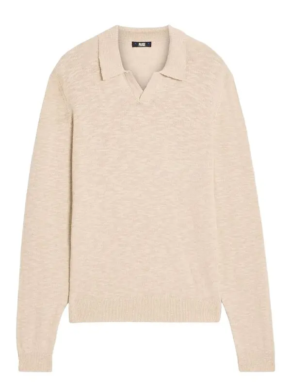 Paige Valdez Cotton And Linen-blend Polo Sweater - Cream