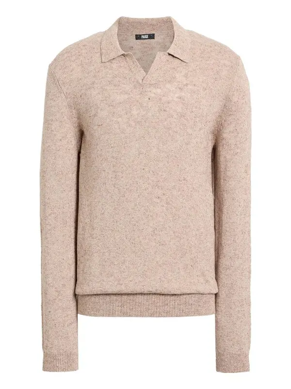 Paige Valdez Cotton And Linen-blend Polo Sweater - Neutral