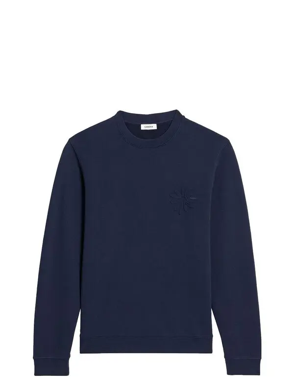 Sandro Embossed French Cotton-terry Sweatshirt - Navy