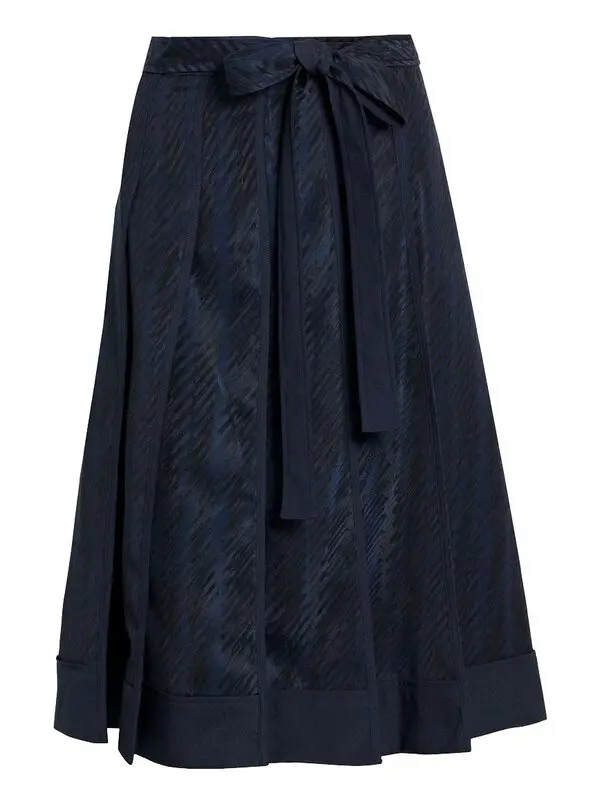 3.1 Phillip Lim Pleated Satin-jacquard Skirt - Midnight Blue