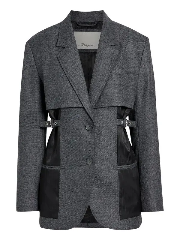 3.1 Phillip Lim Pinstriped Satin-paneled Twill Blazer - Gray