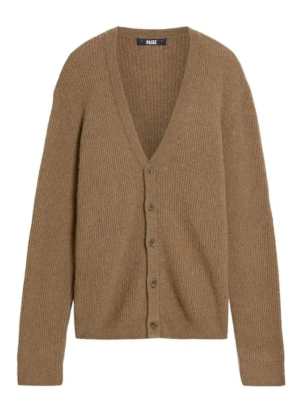Paige Homann Brushed Ribbed Merino Wool-blend Cardigan - Light Brown