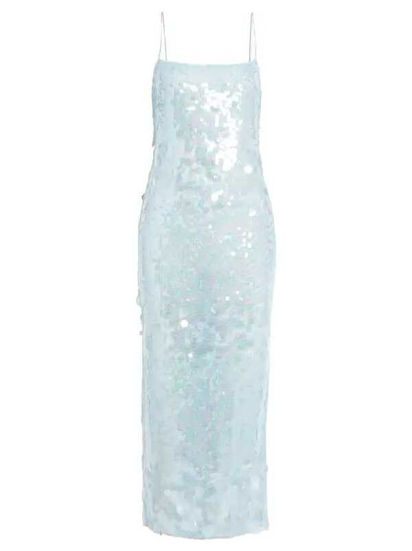 Retrofete Alana Sequined Tulle Maxi Dress - Sky Blue