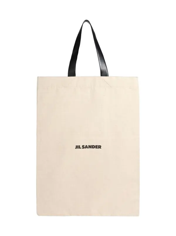 JIL SANDER Leather-trimmed Canvas Tote - Ecru