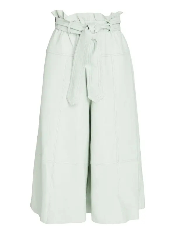 Zimmermann Ruffled Leather Culottes - Mint