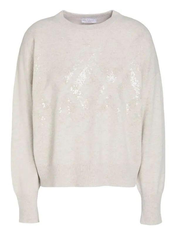 Brunello Cucinelli Wool, Cashmere And Silk-blend Sweater - Off-white