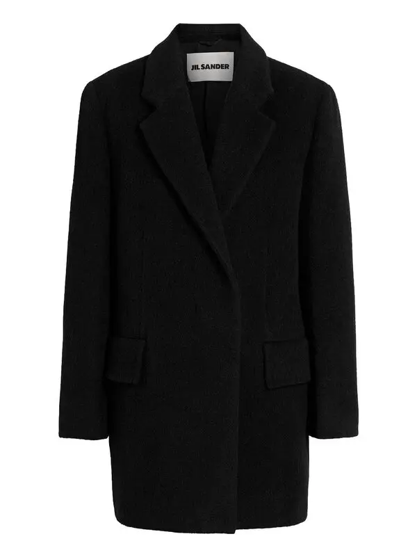 JIL SANDER Brushed Wool-blend Coat - Black