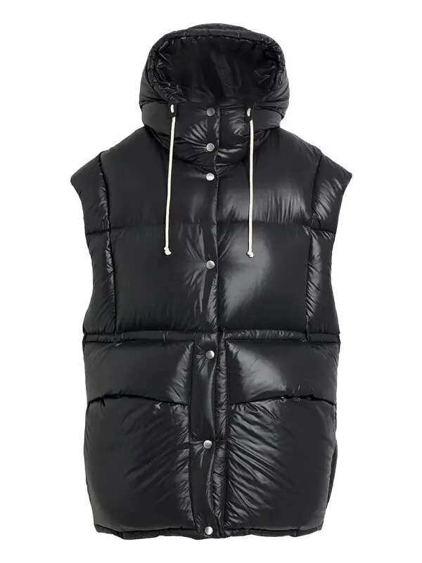 JIL SANDER Quilted Shell Hooded Down Vest - Black