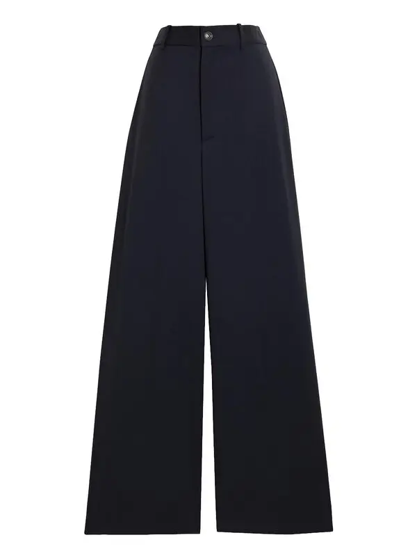 NILI LOTAN Johan Wool-blend Twill Wide-leg Pants - Midnight Blue