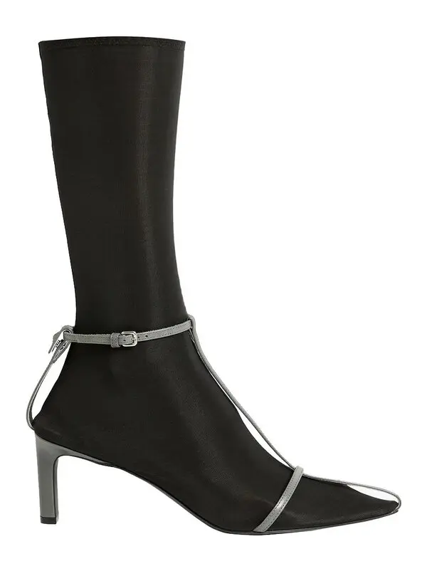 JIL SANDER Leather And Stretch-jersey Ankle Boots - Black