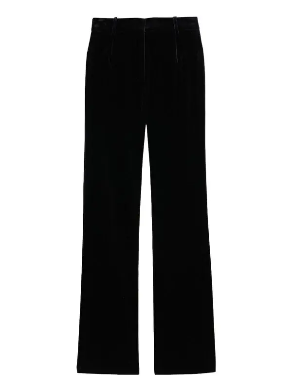NILI LOTAN Cornell Cotton-blend Velvet Bootcut Pants - Black