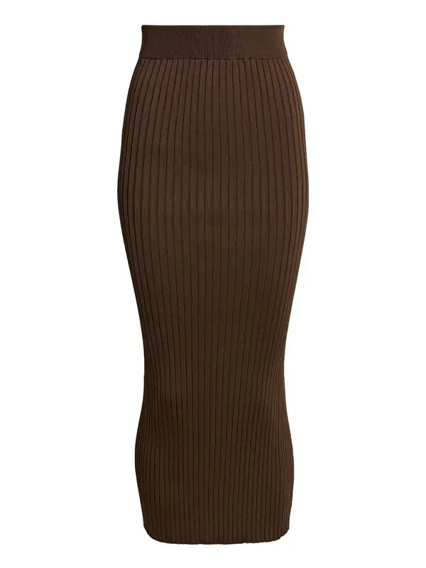 JIL SANDER Ribbed-knit Midi Pencil Skirt - Chocolate