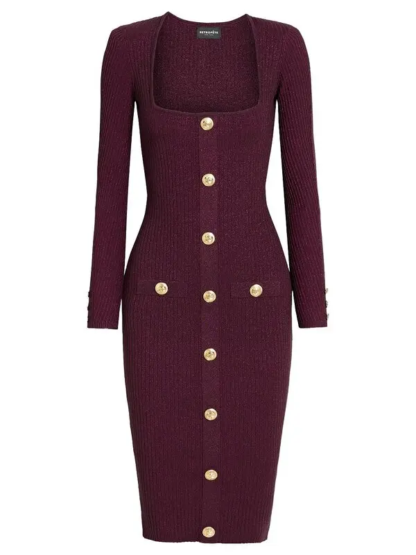 Retrofete Sadelle Ribbed-knit Dress - Burgundy