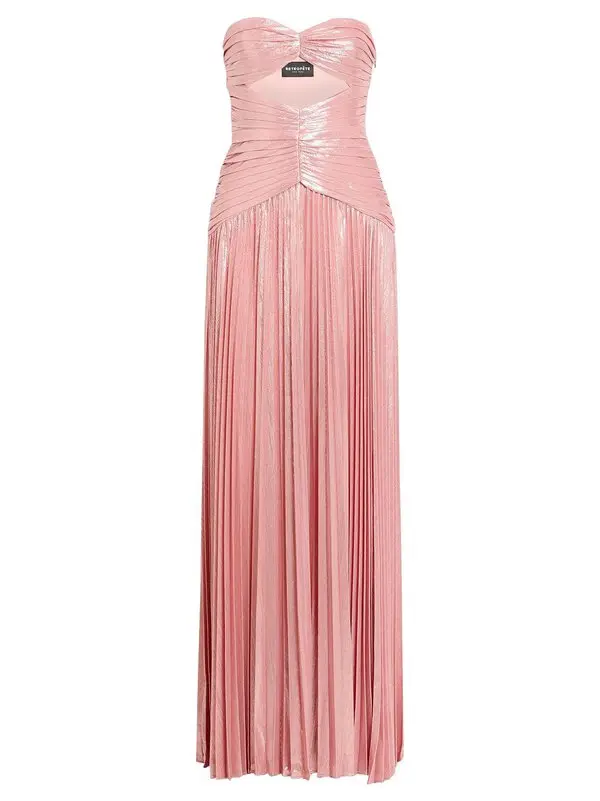 Retrofete Mallory Strapless Cutout Lamé Maxi Dress - Baby Pink