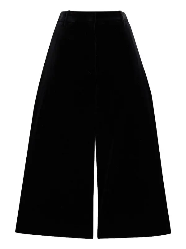 NILI LOTAN Idris Cotton-blend Velvet Culottes - Black