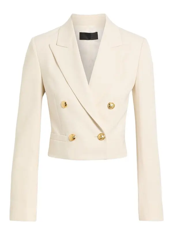 NILI LOTAN Beauregard Cropped Wool-twill Blazer - Ecru
