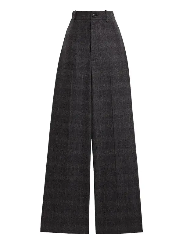 NILI LOTAN Johan Checked Wool-blend Wide-leg Pants - Charcoal