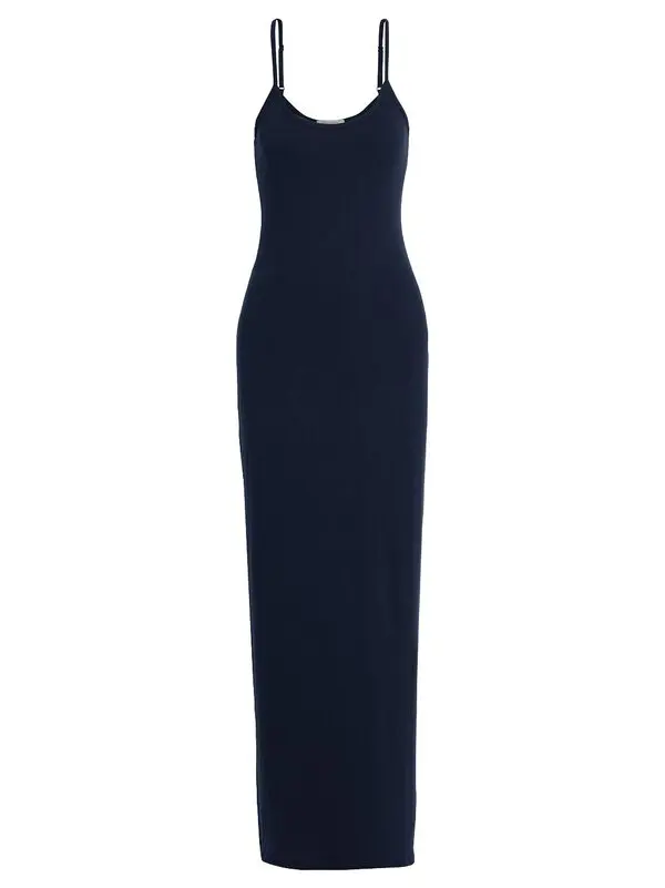 NILI LOTAN Judy Cotton-jersey Maxi Dress - Navy