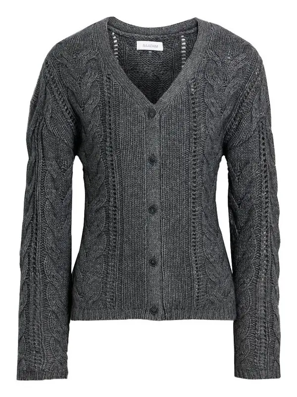 Naadam Cable-knit Wool And Cashmere-blend Cardigan - Anthracite