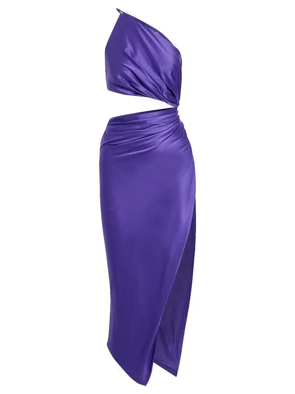 THE SEI One-shoulder Cutout Silk-satin Midi Dress - Purple