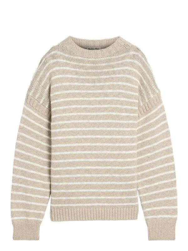 ALEX MILL Harbor Striped Cotton Sweater - Beige
