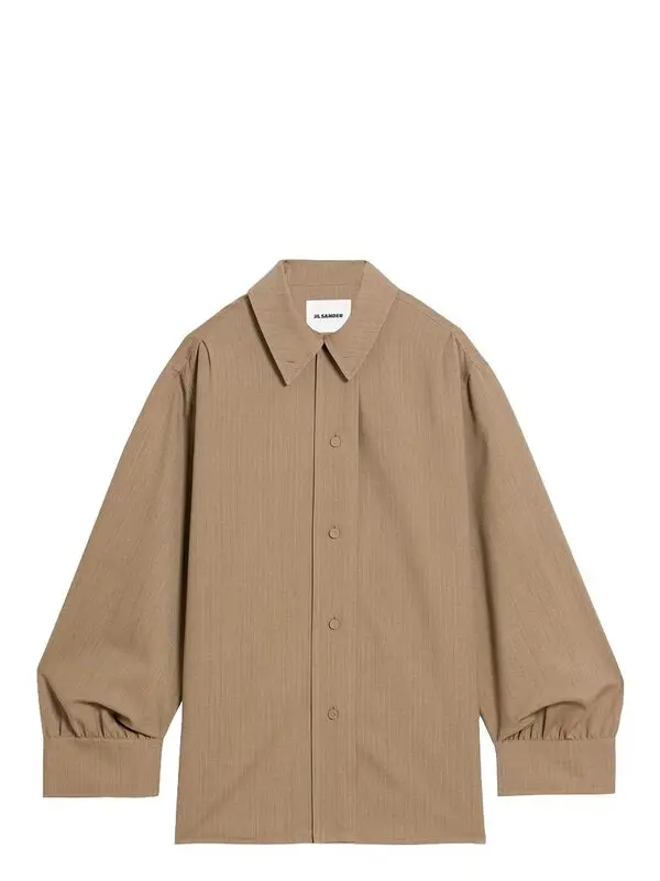 JIL SANDER Wool-jacquard Shirt - Taupe