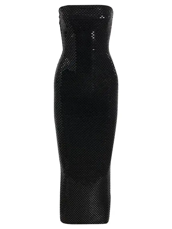 Retrofete Karrah Strapless Crystal-embellished Knitted Midi Dress - Black