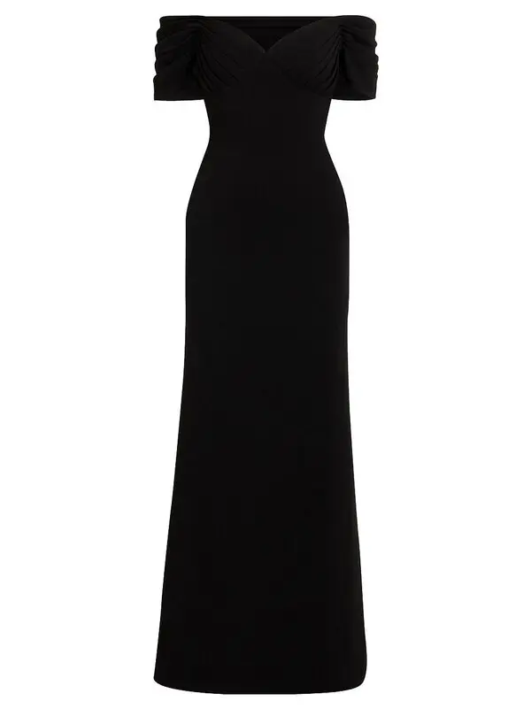 Badgley Mischka Off-the-shoulder Cutout Crepe Gown - Black