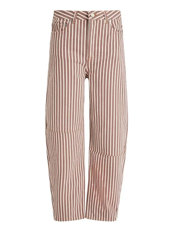 GANNI Striped Barrel-leg Jeans - Brown