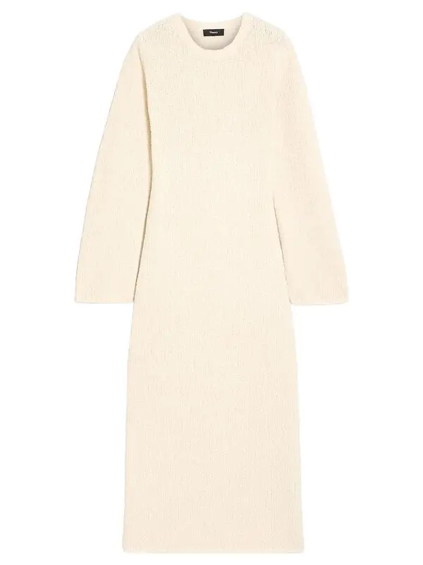 Theory Bouclé-knit Cotton-blend Midi Dress - Ivory