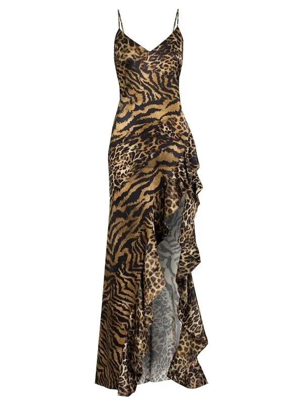 Retrofete Raelynn Ruffled Maxi Dress - Animal Print