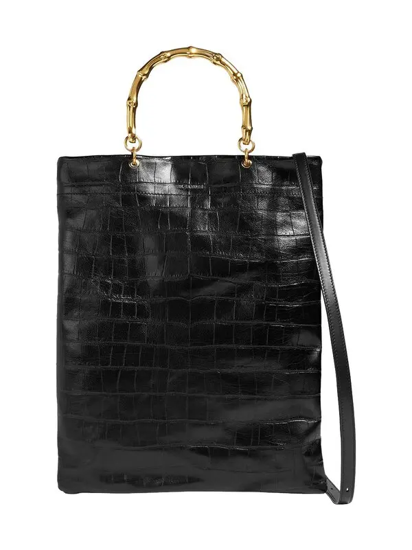 JIL SANDER Croc-effect Leather Tote - Black