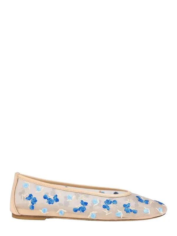 STUART WEITZMAN Embroidered Mesh Ballet Flats - Blush