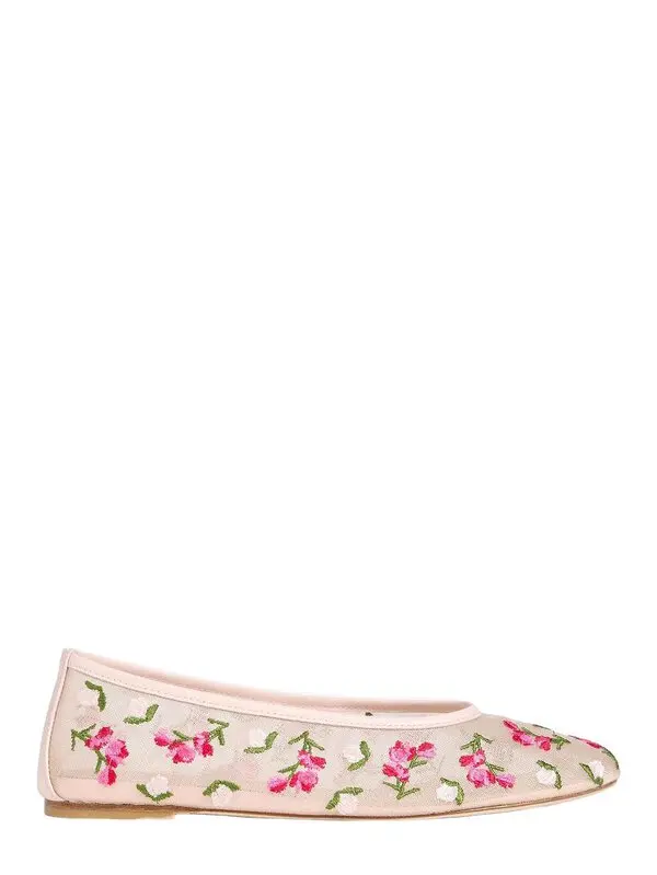 STUART WEITZMAN Embroidered Mesh Ballet Flats - Pastel Pink