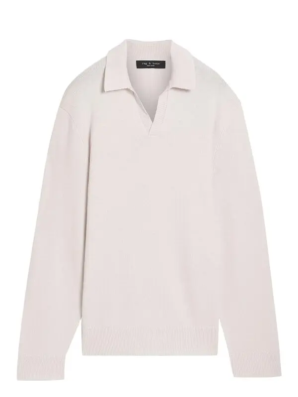 Rag & Bone Dominic Wool And Cashmere-blend Polo Sweater - Stone