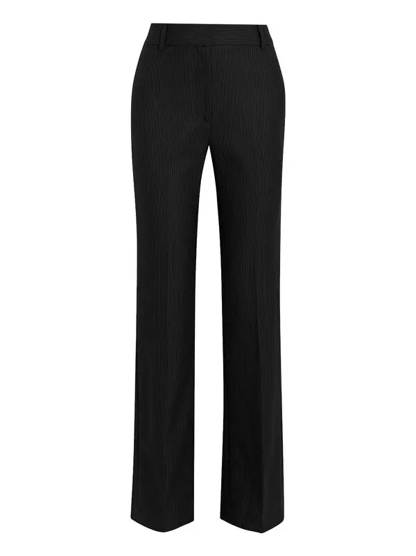 NILI LOTAN Corette Pinstriped Wool-twill Straight-leg Pants - Black