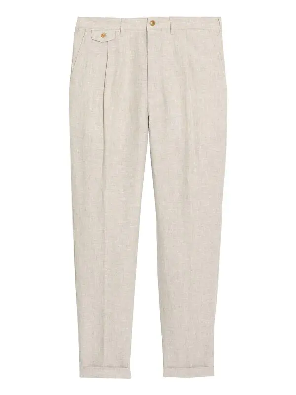 ALEX MILL Tapered Pleated Linen Pants - Ecru