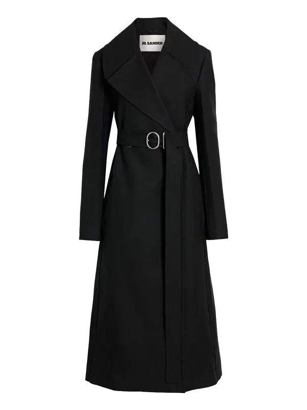 JIL SANDER Belted Wool-twill Trench Coat - Black