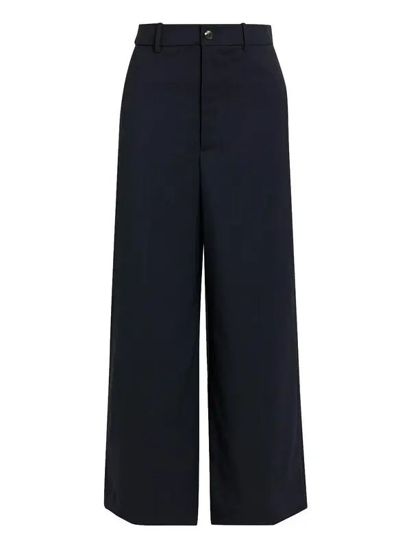 NILI LOTAN Wool-blend Twill Wide-leg Pants - Midnight Blue