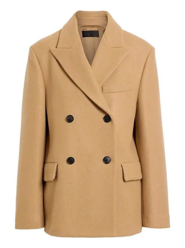 NILI LOTAN Vianney Double-breasted Wool-felt Coat - Camel