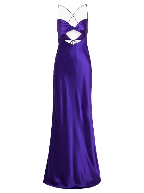 THE SEI Silk-satin Gown With Cutout - Purple