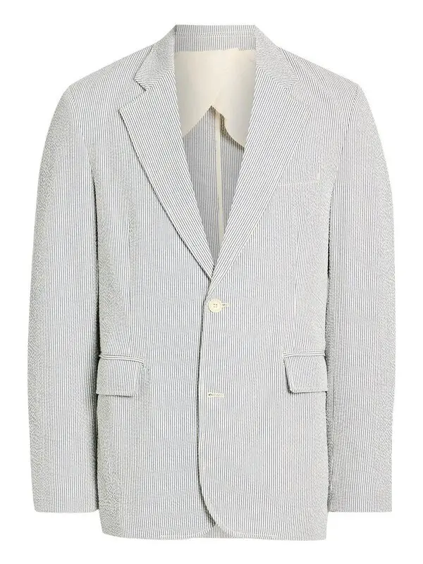 ALEX MILL Cooper Striped Cottonseersucker Blazer - Blue