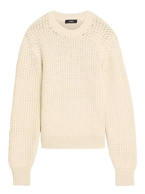 Theory Textured-knit Cotton-blend Sweater - Cream