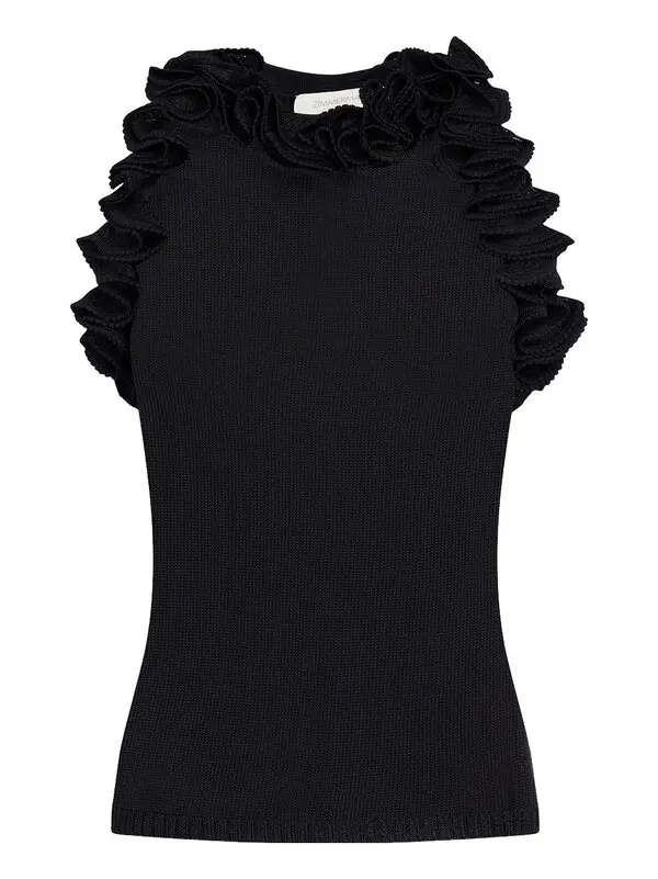 Zimmermann Ruffled Knitted Top - Black