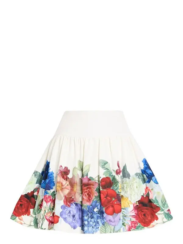 Alice + Olivia Floral-print Crepe Mini Skirt - Ivory