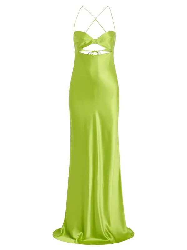 THE SEI Silk-satin Cutout Gown - Chartreuse