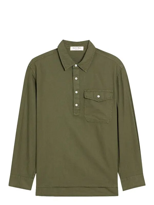 ALEX MILL Carter Linen And Cottonblend Polo Shirt - Army Green