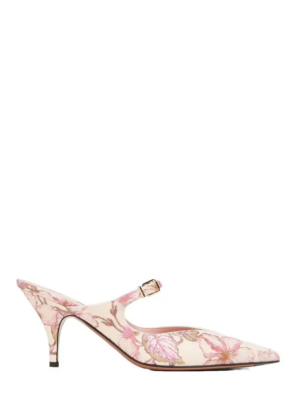 Zimmermann Floral Print Canvas Mules - Ivory
