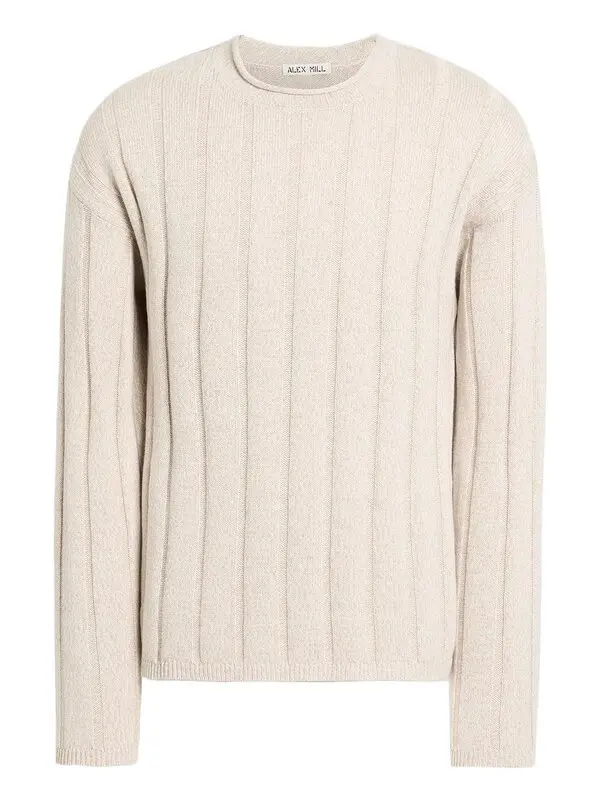 ALEX MILL James Ribbed Cotton And Linen-blend Sweater - Ecru